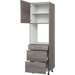KOCHSTATION Backofenumbauschrank &raquo;KS-Trea SB2AS-195-3&laquo; mit zwei T&uuml;ren und zwei Einlegeb&ouml;den, H&ouml;he 195 cm grau eichefarben grau, B/H/T: 60cm x 195cm x 