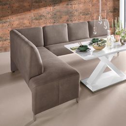 exxpo - sofa fashion Eckbank &raquo;Intenso, modern, 263/198 cm (B/T)&laquo; hohe Bodenfreiheit, frei im Raum stellbar, hoher Sitzkomfort grau NaturLeder;
