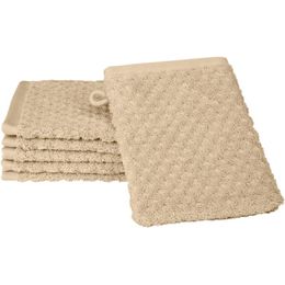 Ross Waschhandschuh &raquo;Harmony&laquo; 100 % Baumwolle, Hoch Tief Struktur, viele Farben beige Frottier, Baumwolle B/L: 16cmx22cm, 6 Stk., Frottier