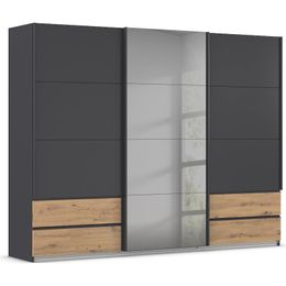 Rauch Schwebet&uuml;renschrank &raquo;Kleiderschrank Schrank Garderobe ELARA Glast&uuml;r/Grauspiegel&laquo; praktische Schubladen optional farblich abgesetzt MADE IN 