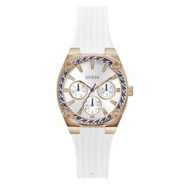 Guess Damen Multifunktionsuhr &raquo;SAYLOR&laquo; Quarzuhr, Armbanduhr, Damenuhr, Silikonarmband, analog, Wochentag, Tag rosa Einheitsgr&ouml;&szlig;e