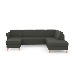 Sit & More sit&more Wohnlandschaft &raquo;Visby U-Form&laquo; wahlweise mit Schlaffunktion und Stauraum, frei im Raum stellbar grau B/H/T: 303cm x 87cm x 213cm, Struktur 