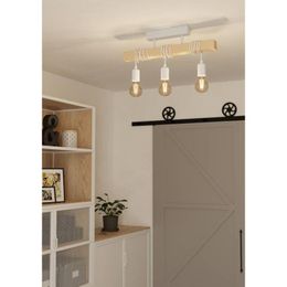 Eglo Deckenleuchte &raquo;TOWNSHEND Deckenlampe, Stahl und Holz, E27, IP20, Wohnzimmerlampe&laquo; E27 1 Stk. Deckenleuchte, L55 x B10,5 x H26,5 cm, wei&szlig;, braun, 