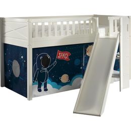 Vipack Hochbett &raquo;Scott&laquo; B/H/T ca. 207,6x114x203,7cm, Kopf-/Fu&szlig;teil mit Fr&auml;sung, stabil gebaut, mit Rutsch-/Leiterturm, LF 90x200 cm, inkl. Vorhang, 7 Designs