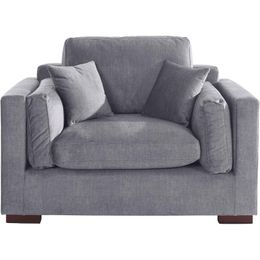 Home Affaire Loveseat &raquo;Fresh Pond Sessel&laquo; weicher Sitzkomfort, incl. Zierkissen, B/T/H: 140/96/95 cm grau 100% Polyester Samtstruktur, B/H/T: 140cm x 
