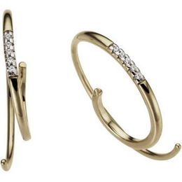 Firetti Damen Paar Creolen &raquo;Schmuck Geschenk Gold 333 Ohrschmuck Ohrringe Fantasie bicolor&laquo; mit Brillanten gold 20mm, 0,04 P2 = erkennbare Einschl&uuml;sse