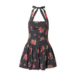 Hollister Kleid Damen Gr&ouml;&szlig;e 40 gr&uuml;n / rot / schwarz Sommerkleid