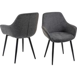Salesfever Armlehnstuhl &raquo;Komfortabler Esszimmerstuhl zum Relaxen&laquo; (Set) 2 Stk. schwarz Metall, Polyester B/H/T: 64cm x 86cm x 59cm, 2 Stk., 