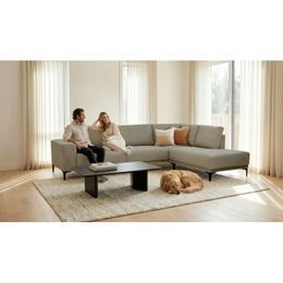 OTTO home Ecksofa &raquo;Xander, L-Form&laquo; Breite 289 cm, Webstoff, Soft-Touch Chenille, schwarze Metallf&uuml;&szlig;e gr&uuml;n 90% PES, 10% NY B/H/T: 289cm x 85cm x 210cm,