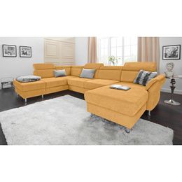 Sit & More sit&more Wohnlandschaft &raquo;Avignon U-Form&laquo; optional Schlaffunktion & Stauraum, inklusive Kopfteilverstellung gelb Flachgewebe (90% Polyester, 10% 
