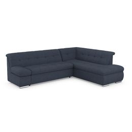 DOMO collection Ecksofa &raquo;MONA 271x213 cm, modern und komfortabel&laquo; whlw. mit Bett- und Armlehnfunktion, L-Form blau Struktur fein 100% Polyester;