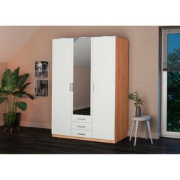 Priess Kleiderschrank &raquo;Amsterdam, viel Stauraum durch viele Schubk&auml;sten, Spiegelt&uuml;ren&laquo; Optional mit LED-Beleuchtung, Made in Germany braun 