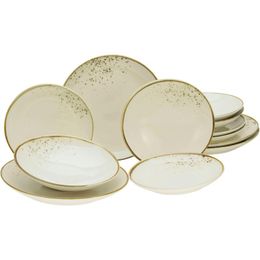 Creatable Teller-Set &raquo;Nature Collection Natural Living&laquo; Teller Set, Reaktivglasur mit Sprenkeln, jedes St&uuml;ck ein Unikat beige Steinzeug 12 Stk.