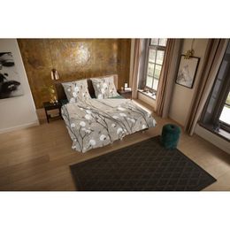 PURE luxury collection Wendebettw&auml;sche &raquo;Ralfa&laquo; 2 Mikrofaser, Pflegeleicht, Rei&szlig;verschluss, Wendeoptik, Blumen, Sand beige Microfaser, Obermaterial: 