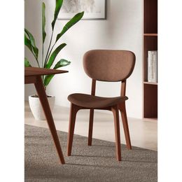 Home Affaire Stuhl &raquo;COZY Made in Italy&laquo; (Set) 2 Stk.Gestell in Buche, Kirsch- oder Nussbaum, Massivholz, Design Stuhl braun Polyester B/H/T: 50cm x 