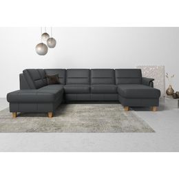 Home Affaire Wohnlandschaft &raquo;Palmera U-Form, B: 308 cm&laquo; optional Schlaffunktion & Bettkasten, Federkern schwarz Luxus-Microfaser (100% Polyester);