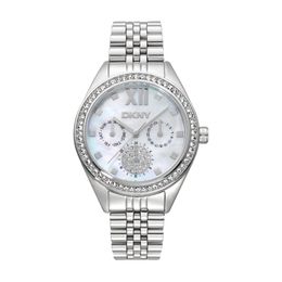 DKNY Damen DKNY Quarzuhr &raquo;Mulit Function Watch&laquo; Armbanduhr, Damenuhr, Edelstahlarmband, analog, Tag silber Einheitsgr&ouml;&szlig;e