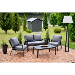Garden Pleasure Garten-Essgruppe &raquo;VICTORIA&laquo; 4 Stk. tlg. inkl. Sitzauflage und R&uuml;ckenkissen grau Aluminium, Kunststoff B/H/T: 310cm x 74,5cm x 159cm