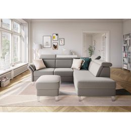 Sit & More sit&more Ecksofa &raquo;Vincenzo L-Form&laquo; inklusive Kopfteilverstellung, optional Schlaffunktion & Bettkasten grau B/H/T: 245cm x 84cm x 193cm, Luxus-