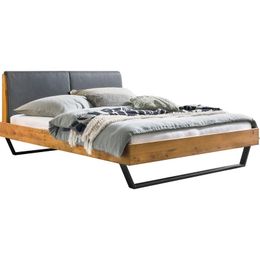 Hasena Massivholzbett &raquo;Pietro&laquo; Fu&szlig;h&ouml;he 20 cm braun Wildeiche Liegefl&auml;che L&auml;nge B: 200cm x 160cm, Kunstleder, H&ouml;he Bett: 36cm H&ouml;he Bettseite: 16cm H&ouml;he