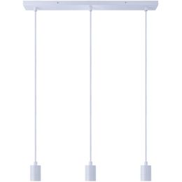 Paco Home Pendelleuchte &raquo;HUGO SQ S&laquo; E27 Stabile Lampenaufh&auml;ngung E27 1,5m Textilkabel 3 Flammig 60cm Breit wei&szlig; 3, &Oslash; 4,4cm H: 163cm