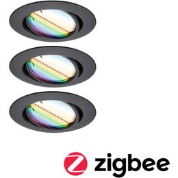 Paulmann LED Einbauleuchte &raquo;Base 3x420lm 230V&laquo; 1 Stk. Tageslichtwei&szlig; Zigbee Basisset schwarz 3, &Oslash; 9cm, 1 Stk.
