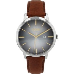 JOOP! Herren JOOP! Quarzuhr Armbanduhr, Herrenuhr, Lederarmband, Datum, Edelstahlboden verschraubt braun Einheitsgr&ouml;&szlig;e