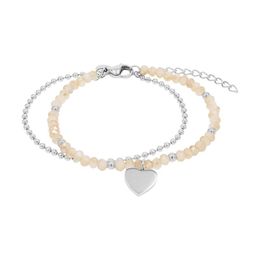 Tom Tailor Damen Tom Tailor Armband &raquo;Schmuck Geschenk Edelstahl Herz&laquo; mit Glassteine 20cm, Edelstahl