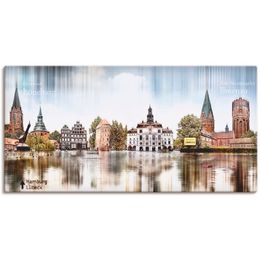Artland Leinwandbild &raquo;L&uuml;neburg Skyline Abstrakte Collage&laquo; Deutschland 1 Stk. tlg. auf Holzrahmen gespannt blau Leinwand B/H/T: 100cm x 50cm, Leinwandbild 