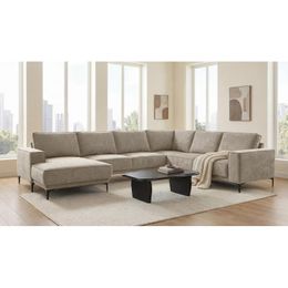 OTTO home Wohnlandschaft &raquo;OLAND Boucl&eacute; U-Form, XXL, B: 342 cm, Skandi-Design&laquo; Skandi-Design in Struktur, Flachgewebe, Luxus-Microfaser, Boucle beige 