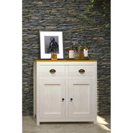 M&ouml;bilia Kommode &raquo;Sideboard&laquo; 1 Stk. tlg. rustikal lackierte Oberfl&auml;che braun Massivholz B/H/T: 86cm x 90cm x 45cm, 2 T&uuml;ren, 2 Schubladen, 2 Stk., Kiefer, 2 Stk
