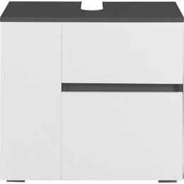 Home Affaire Waschbeckenunterschrank &raquo;Wisla&laquo; Siphonausschnitt, Push-to-open-Funktion, Breite 60cm, H&ouml;he 55 cm grau Holzwerkstoff anthrazit, B/H/T: 