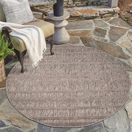 Carpet City Teppich &raquo;In-& Outdoorteppich Santorini 411, 3D-Effekt, Boho-Optik&laquo; rund 5 mm H&ouml;he Wetterfest & UV-best&auml;ndig f&uuml;r Terrasse, Balkon, K&uuml;che, Flur braun 