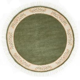 LUXOR living Wollteppich &raquo;Giza, handgekn&uuml;pft&laquo; rund 12 mm H&ouml;he reine Wolle, mit Bord&uuml;re & Fransen, Orient-Teppich, Wohnzimmer gr&uuml;n Obermaterial: 100% 