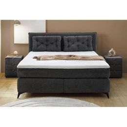 Jockenh&ouml;fer Boxspringbett &raquo;Chalet, inklusive Kissen&laquo; Wende-Bonell-Federkern-Matratze (H2/H3), PU-Schaum Topper grau Bezug Bett: Chenille (100% Polyester);Topper 
