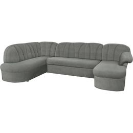 DOMO collection Wohnlandschaft &raquo;Pegnitz, zeitlos&modern, elegante R&uuml;ckensteppung, Breite 292cm, U-Form&laquo; wahlweise mit Bettfunktion grau 100% Polyester