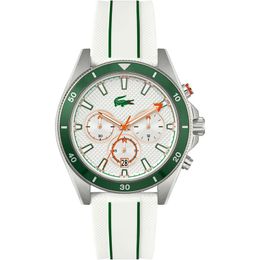 Lacoste Herren Chronograph &raquo;MAINSAIL&laquo; Armbanduhr, Quarzuhr, Herrenuhr, Tag, Stoppfunktion, Silikonarmband wei&szlig; Einheitsgr&ouml;&szlig;e