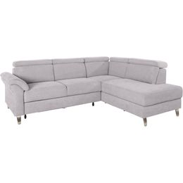 Sit & More sit&more Ecksofa &raquo;Arngast L-Form&laquo; inklusive Kopfteilverstellung und Federkern silber B/H/T: 245cm x 84cm x 194cm, Struktur weich, Ottomane rechts,mit 