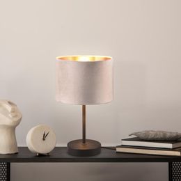OTTO home Schreibtischlampe &raquo;Jerrett, Tischlampe mit Samtschirm beige / gold H&ouml;he 33 cm &Oslash; 20cm&laquo; E27 1 Stk. warmwei&szlig; - kaltwei&szlig; Tischleuchte mit 