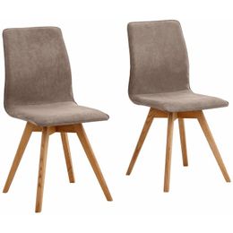 OTTO home Esszimmerstuhl &raquo;Rania&laquo; (Set) 4 Stk.Eiche, 2er/4er/6er-Set, K&uuml;chenstuhl beige Luxus-Microfaser in Lederoptik (100% Polyester);Echtleder B/H/T