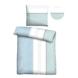 Bettw&auml;sche &raquo;0040760&laquo; 2 Stk. hautsympathisch, 100% Baumwolle, Rei&szlig;verschluss, ganzj&auml;hrig nutzbar blau Renforc&eacute;, Obermaterial: 100% Baumwolle B/L: 135cm