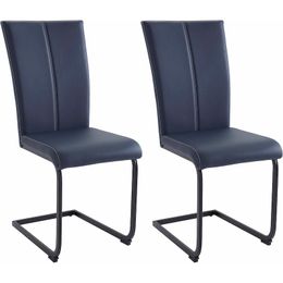 Home Affaire Freischwinger &raquo;Nils&laquo; (Set) 2 Stk.Stuhl belastbar bis 120 Kg, Gestell Metall im Chrom-Look oder Schwarz blau Holzwerkstoff, Metall, 
