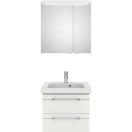 Badm&ouml;bel-Set &raquo;Balto Sprint 2-teilig, Mineralmarmor-Waschtisch mit LED-Spiegelschrank&laquo; 2 Stk. tlg. wei&szlig; Holzwerkstoff B/H/T: 70cmcm x 200cmcm x 46cmcm