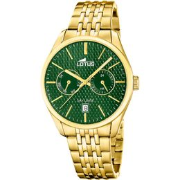 Lotus Herren Multifunktionsuhr &raquo;Multifuncion&laquo; Quarzuhr, Armbanduhr, Herrenuhr, Edelstahlarmband, analog, Tag gold Einheitsgr&ouml;&szlig;e