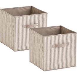 zeller Aufbewahrungsbox &raquo;Stripes&laquo; faltbar, Vlies, beige beige Vlies 2 Stk., Ma&szlig;e(B/T/H):(31/31/31)(B/T/H):(31/31/31)
