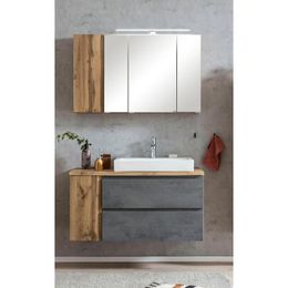 Welltime Badm&ouml;bel-Set &raquo;S&ouml;lden&laquo; 2 Stk. tlg. grau MDF B/H/T: 105cmcm x 200cmcm x 47cmcm