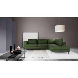 Trendmanufaktur Ecksofa &raquo;Luzi, wahlweise mit Schlaffunktion und Bettkasten, gem&uuml;tlich, L-Form&laquo; Designsofa mit Ottomane, Metallf&uuml;&szlig;e schwarz, Breite 264