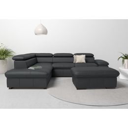 OTTO home Ecksofa &raquo;Alberto L-Form&laquo; mit Kopfteilverstellung, wahlweise mit Schlaffunktion schwarz Luxus-Microfaser Lederoptik (100% Polyester);Luxus-