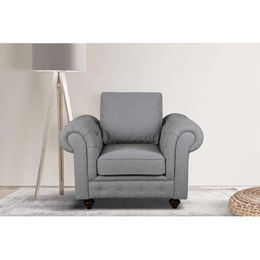 Home Affaire Sessel &raquo;MENDITTE&laquo; Knopfheftung an Armlehnen und vorderer Leiste, hohe Qualiit&auml;t grau 100% Polyester Struktur, B/H/T: 117cm x 90cm x 93cm
