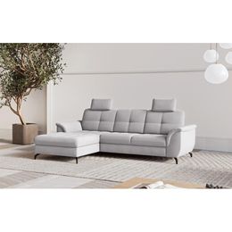 Sit & More sit&more Ecksofa &raquo;Zora&laquo; wahlweise mit Schlaffunktion und Bettkasten silber 90% Polyester 10% Polyamid B/H/T: 262cm x 92cm x 164cm, Struktur weich, 